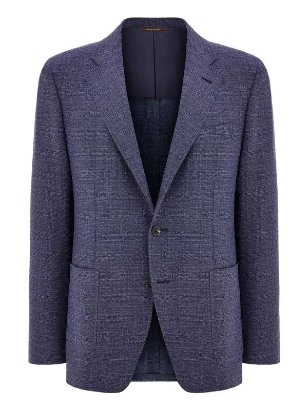 Canali Matting-effect Wool Modern-fit Kei Jacket - Light Blue