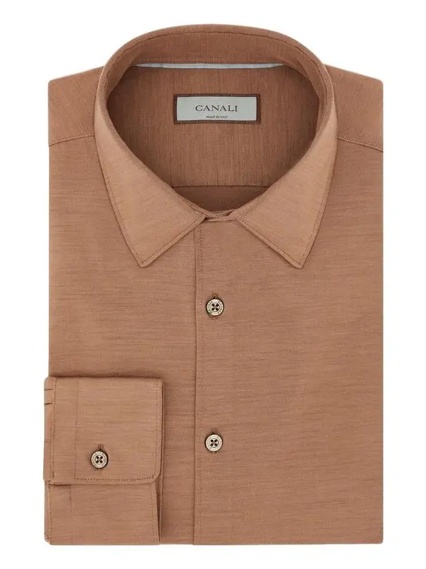 Canali Light Impeccabile Jersey Wool Regular-fit Shirt - Brown