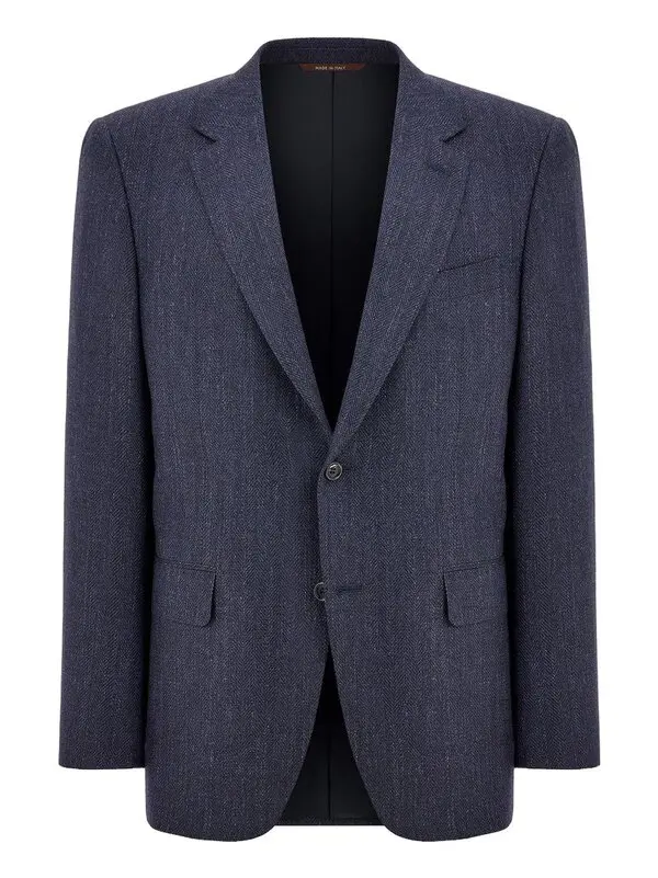 Canali Wool, Silk And Linen Herringbone Regular-fit Jacket - Blue