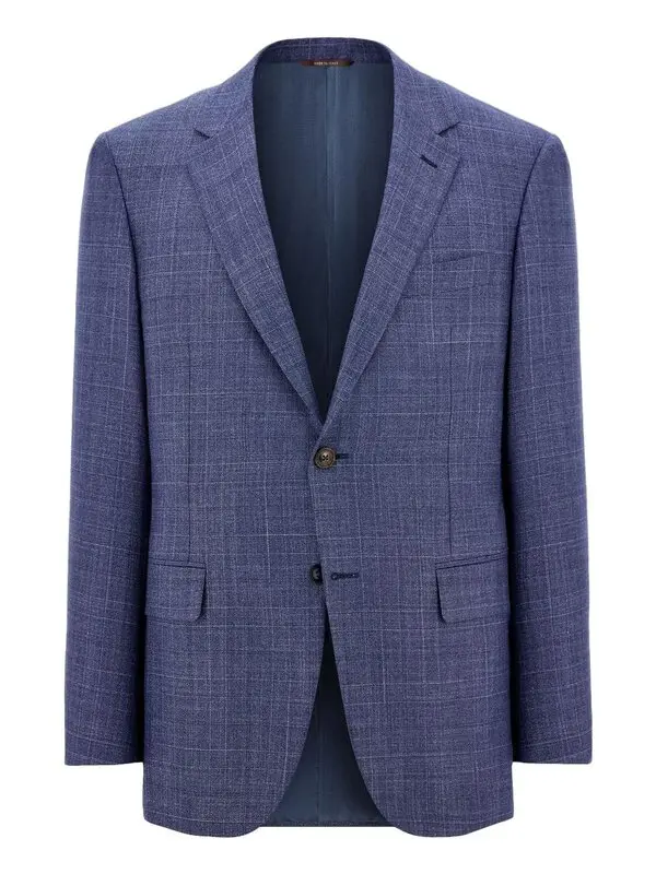 Canali And Light Silk And Cashmere Regular-fit Overcheck Jacket - Blue