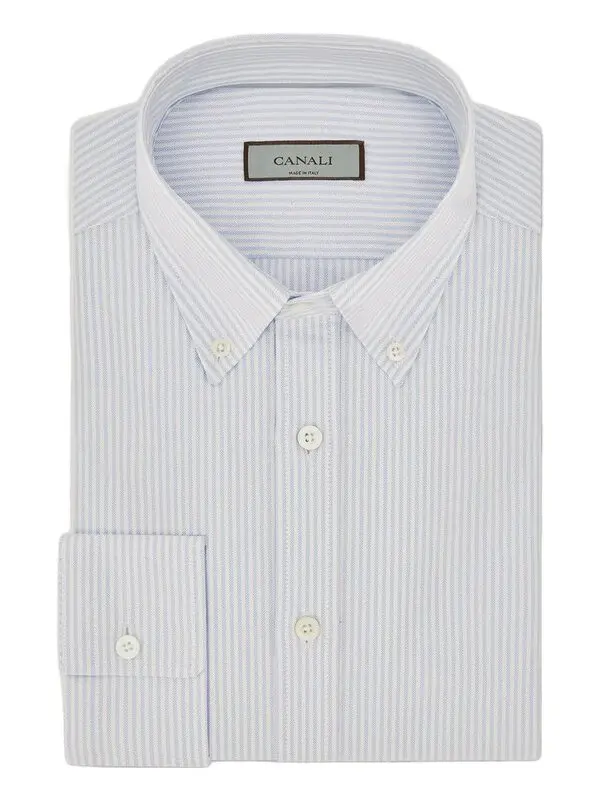 Canali And Light Blue Oxford Cotton Regular-fit Shirt - White