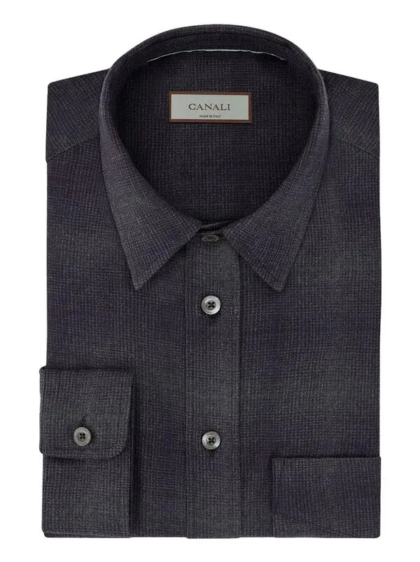 Canali Dark Gray Cotton And Lyocell Relaxed-fit Shirt - Grey