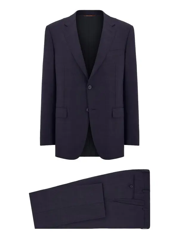 Canali Impeccabile 150's Wool Overcheck Regular-fit Suit - Blue