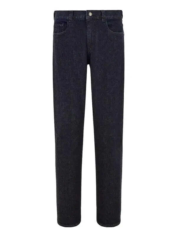 Canali Dark Comfort Cotton And Cashmere Denim Regular-fit Jeans - Blue