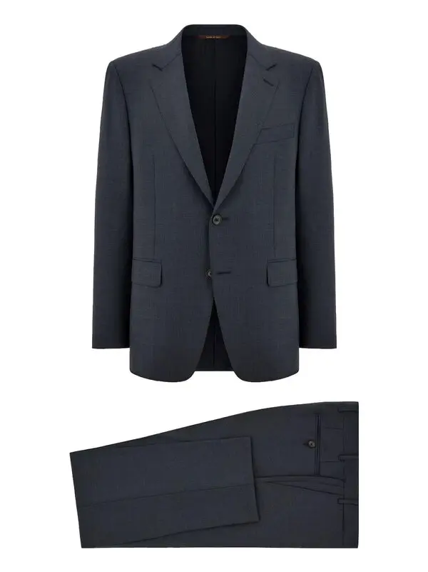 Canali Dark Green Impeccabile 150's Wool Micro-pattern Regular-fit Suit - Grey