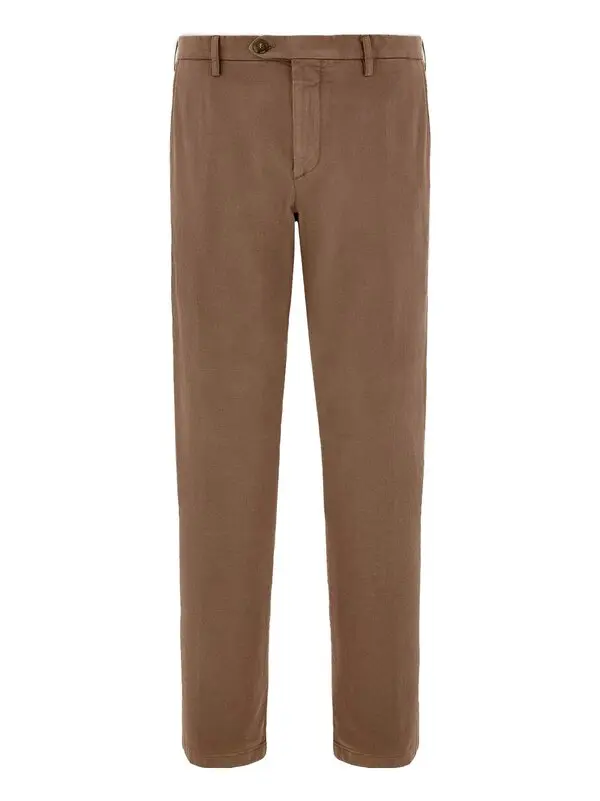 Canali Walnut Cotton And Cashmere Gabardine Regular-fit Chinos - Brown