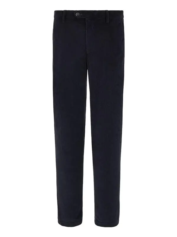 Canali Navy Comfort Cotton Velvet Regular-fit Chinos - Blue