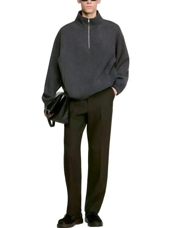 Sandro Zipped Standing Collar Sweatshirt - Grey