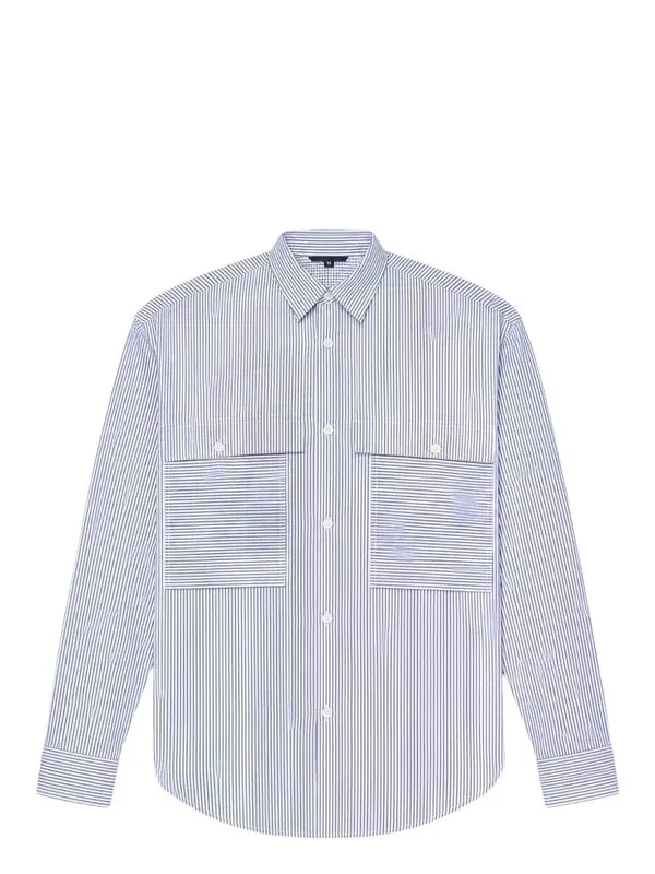 Comme Des Garçons Vertical-stripe Patch-pocket Shirt - White