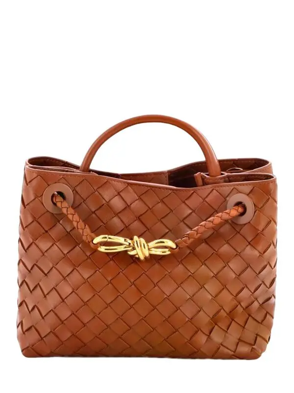 Bottega Veneta Andiamo Top Handle Bag Intrecciato Nappa Small Satchel - Brown