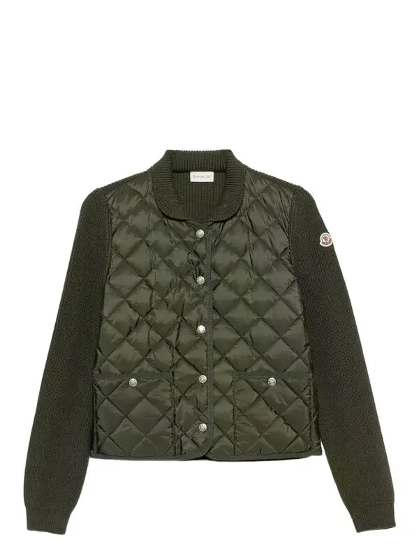 Moncler Quilted-panel Knit Jacket - Green