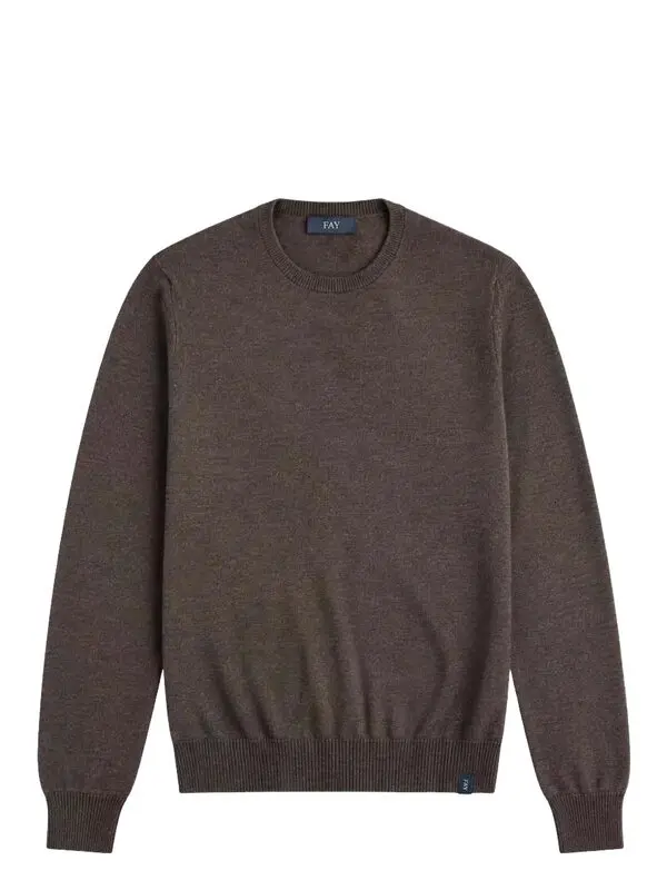 FAY Crew-neck Long-sleeve Sweater - Brown