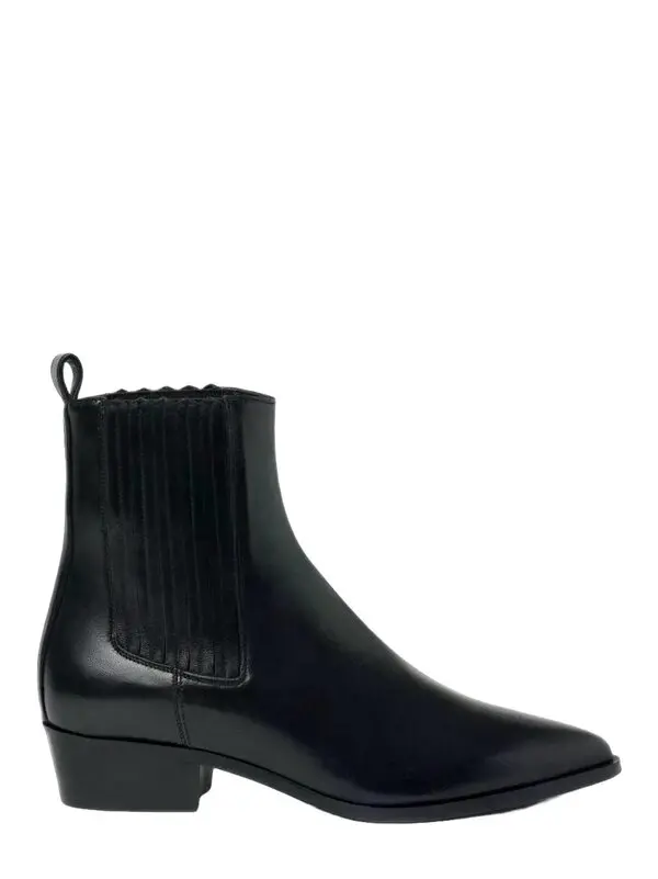 SCAROSSO Olivia Pleated Leather Chelsea Boots - Black
