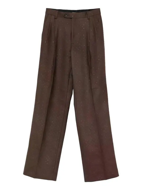 Sandro Crystal-embellished Pleated Trousers - Brown