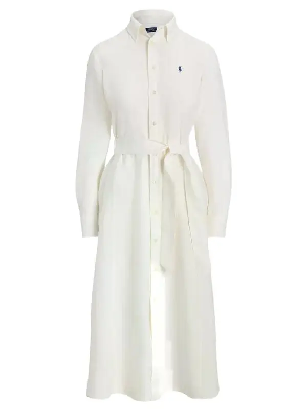 Polo Ralph Lauren Belted Linen Midi Shirt Dress - White