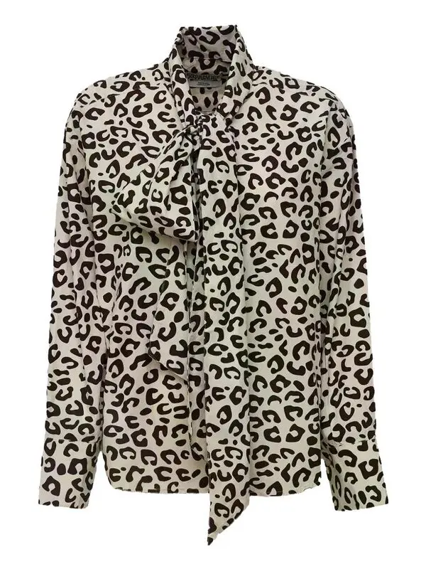 Essentiel Antwerp Leopard-print Pussy-bow Shirt - Neutrals