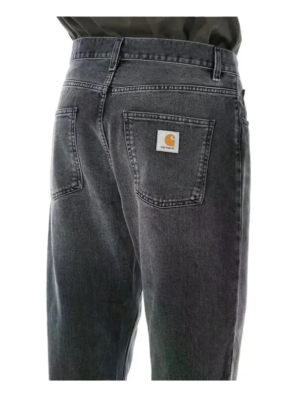 Carhartt Work In Progress Newel Washed-effect Logo-patch Jeans - Grey