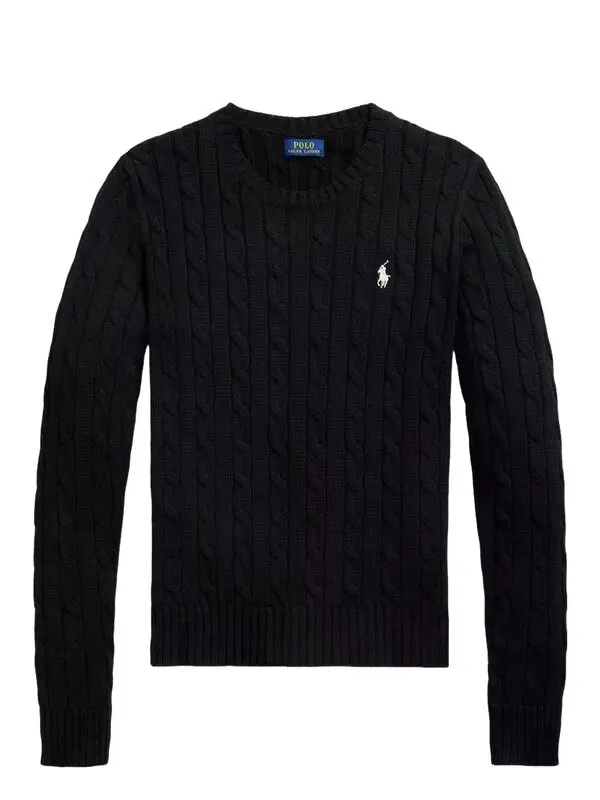 Polo Ralph Lauren Cable-knit Embroidered-logo Sweater - Black