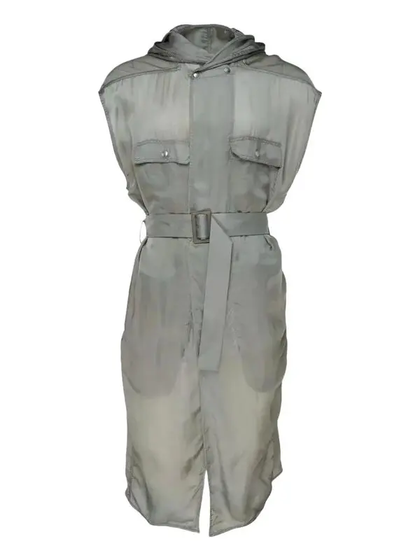Rick Owens Tower Hooded Belted Coat - Grey