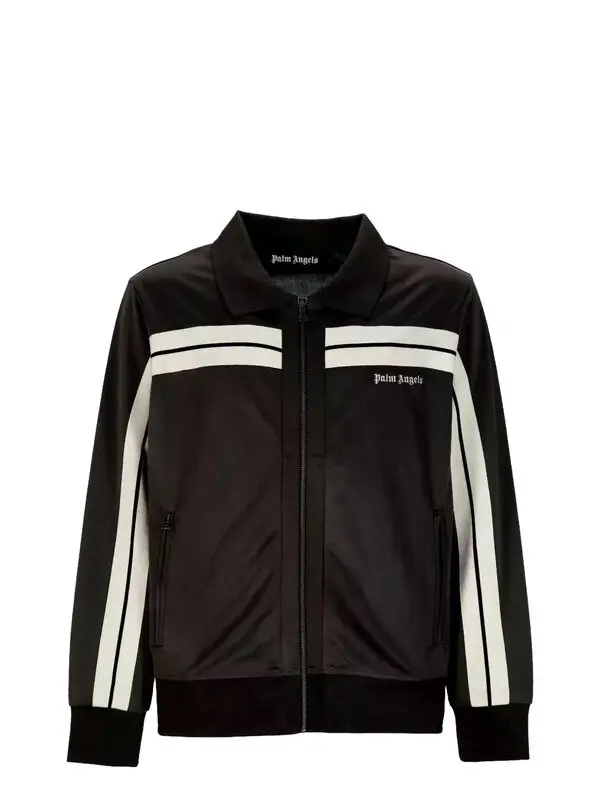 Palm Angels Stripe-detail Logo-print Sweatshirt - Black