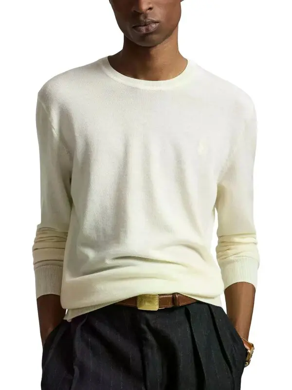 Polo Ralph Lauren Embroidered-logo Crew-neck Sweater - Neutrals