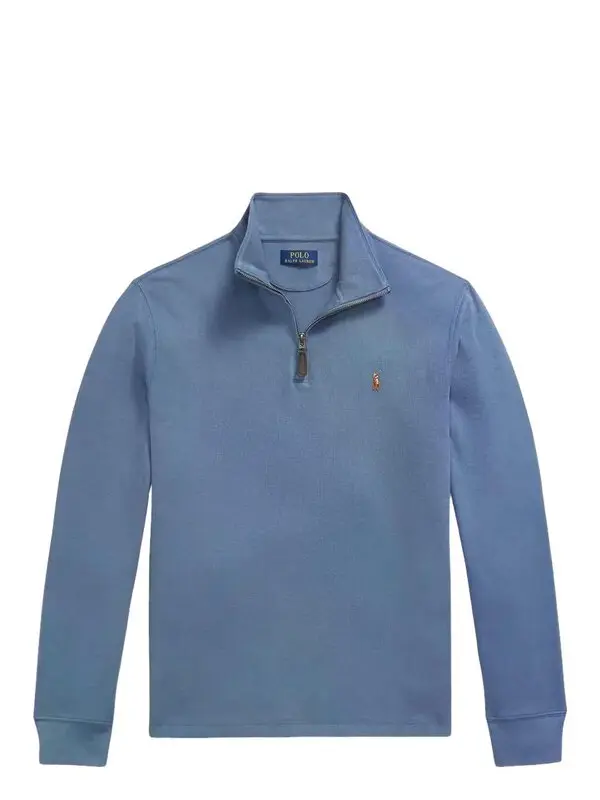 Polo Ralph Lauren Quarter-zip Embroidered-logo Sweater - Blue