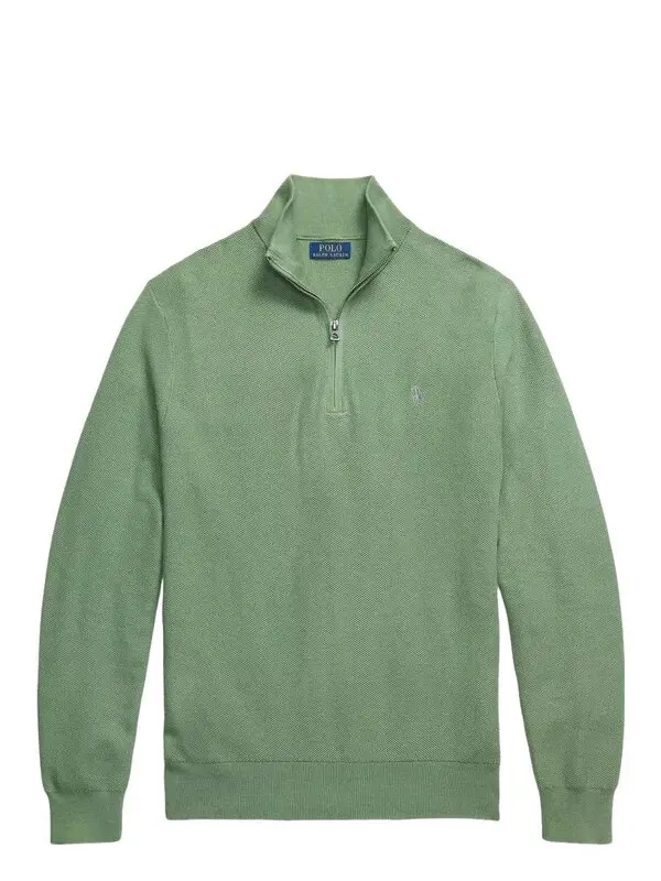 Polo Ralph Lauren Quarter-zip Waffle-knit Sweater - Green