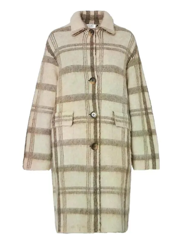 Liu Jo Brushed Knit Jacquard Coat - Neutrals
