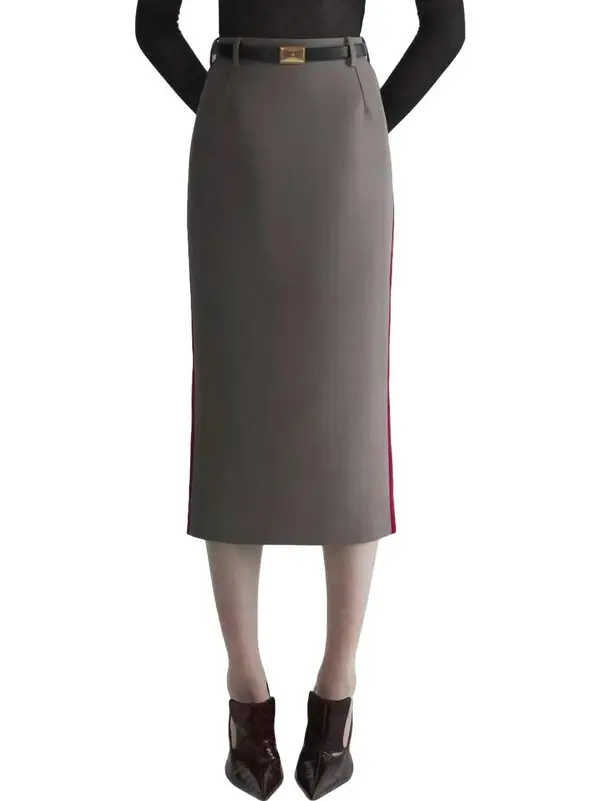 MUGLER Bi-color Midi Pencil Skirt - Grey