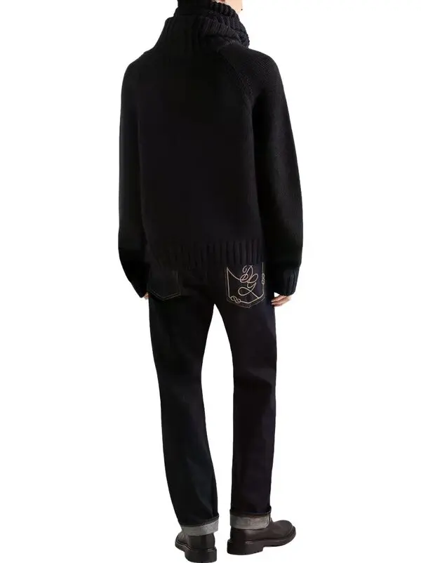 Dolce & Gabbana Smooth-knit Turtleneck With Logo - Blue