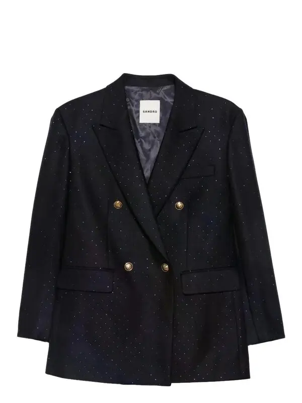 Sandro Rhinestone-embellished Double-breasted Blazer - Blue