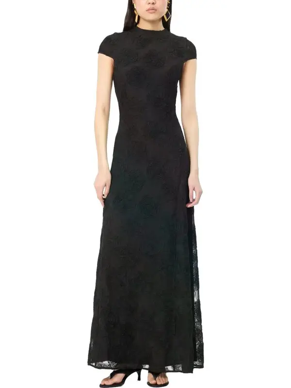ROTATE BY BIRGER CHRISTENSEN Flower Mesh Maxi Dress - Black