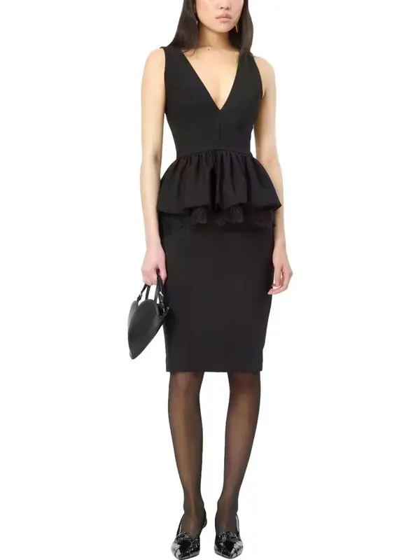 ROTATE BY BIRGER CHRISTENSEN V-neck Peplum Blouse - Black