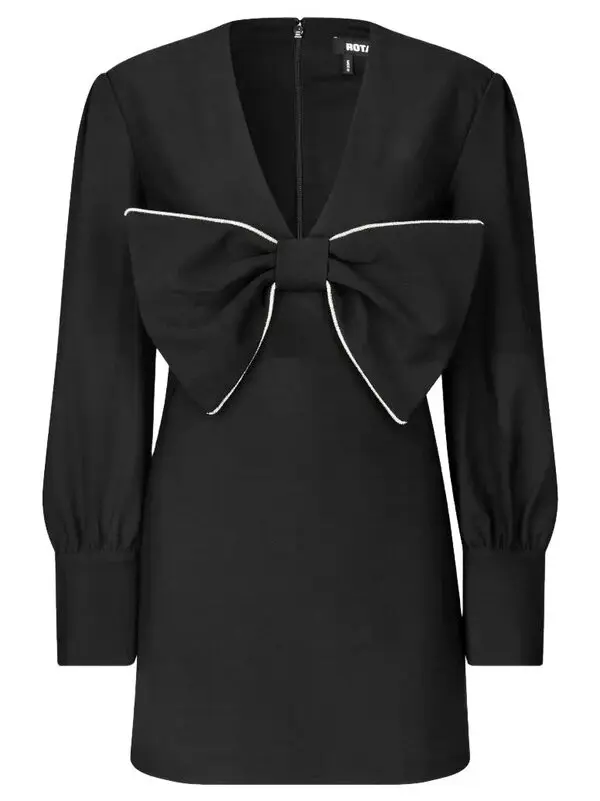 ROTATE BY BIRGER CHRISTENSEN Mini Draped Bow Dress - Black
