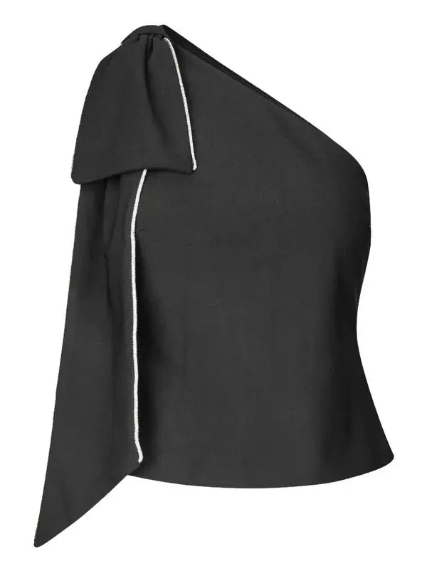 ROTATE BY BIRGER CHRISTENSEN One-shoulder Bow-detail Blouse - Black