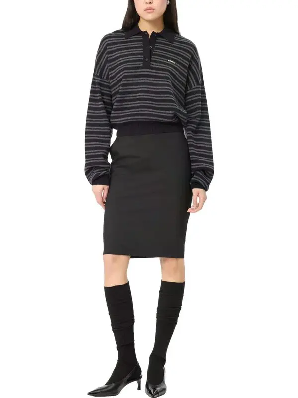 ROTATE BY BIRGER CHRISTENSEN Striped Slinky Sweater - Black