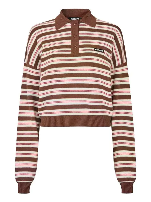 ROTATE BY BIRGER CHRISTENSEN Slinky Knit Polo - Brown