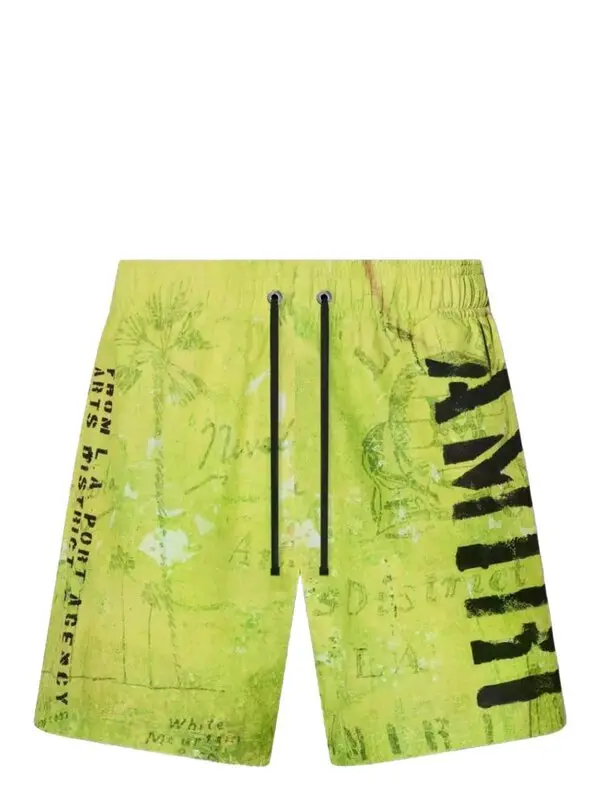 Amiri Stencil Military Swim Trunks - Yellow