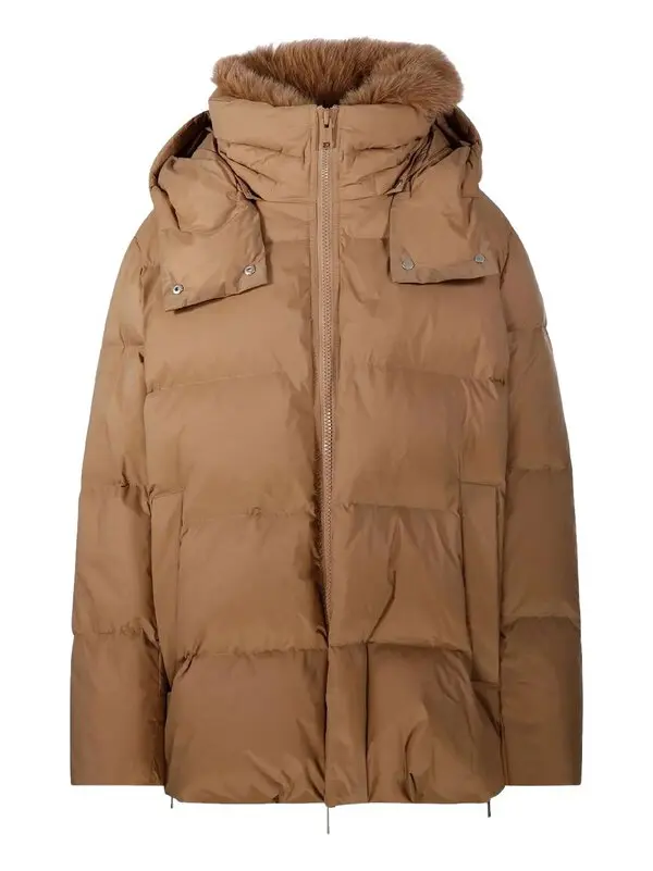 YVES SALOMON Down Jacket In Technical Liegeois Fabric Wit - Brown