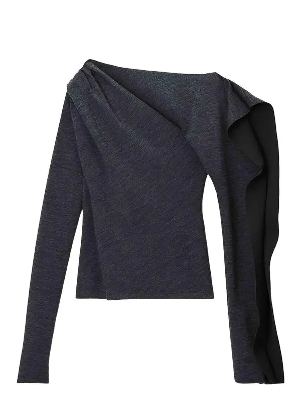Alexander Wang Asymmetrical Off-the-shoulder Top With R - Grey