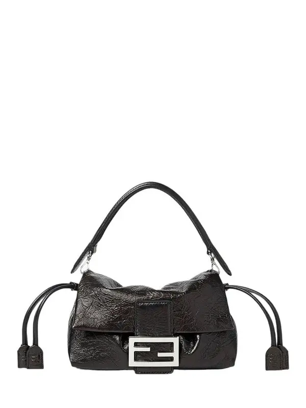 Fendi Minibag "baguette Soft Small" In Crackled Leather - Black