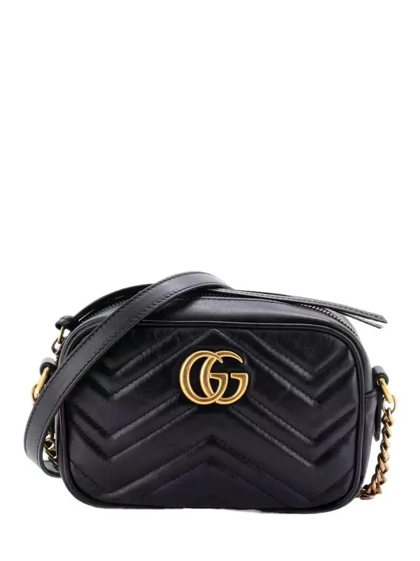 Gucci Gg Marmont Shoulder Bag Matelasse Leather Mini Crossbody Bag - Black
