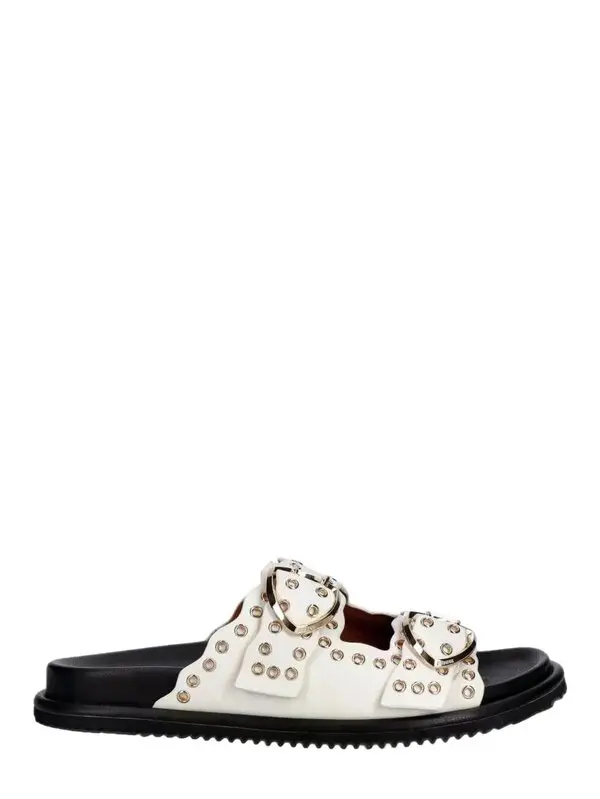 BLAUER. Bloom02 Eyelet-embellished Buckled Slides - White
