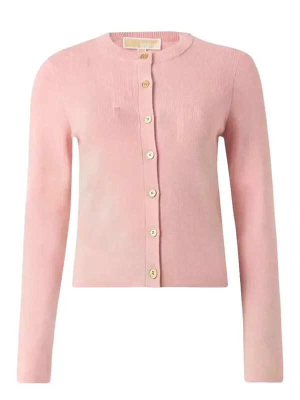 Michael Kors Wool Ribbed Cardigan - Pink