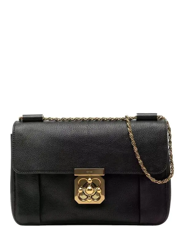 Chloé 2002-2026 Medium Leather Elsie Crossbody Bag - Black