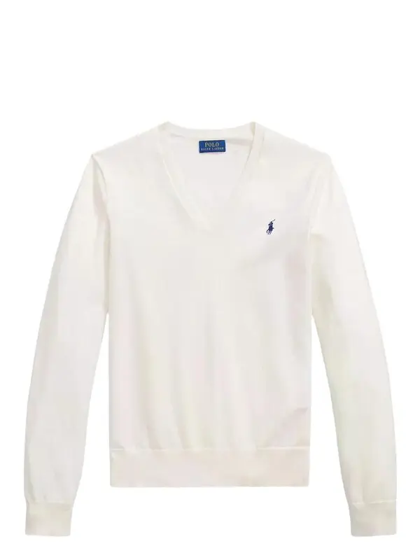 Polo Ralph Lauren V-neck Logo-embroidered Sweater - Neutrals