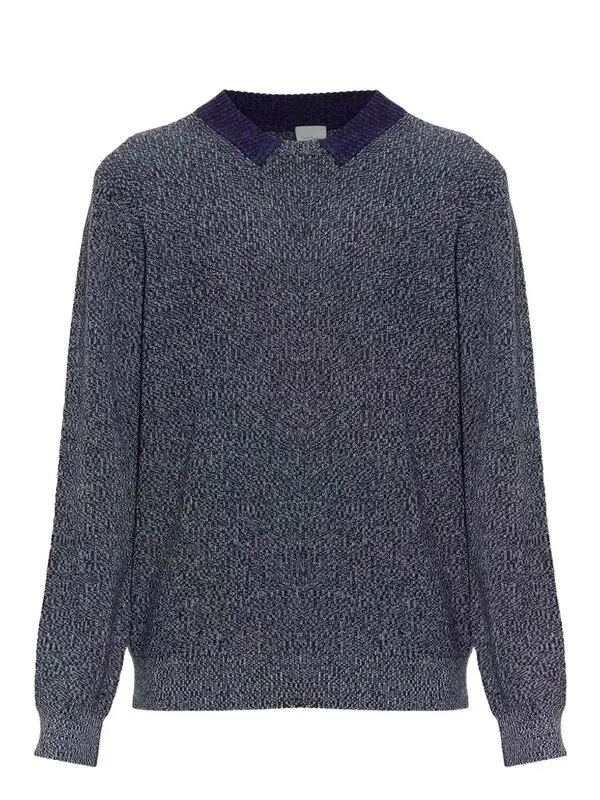 Paul Smith Contrast-collar Marl Sweater - Blue