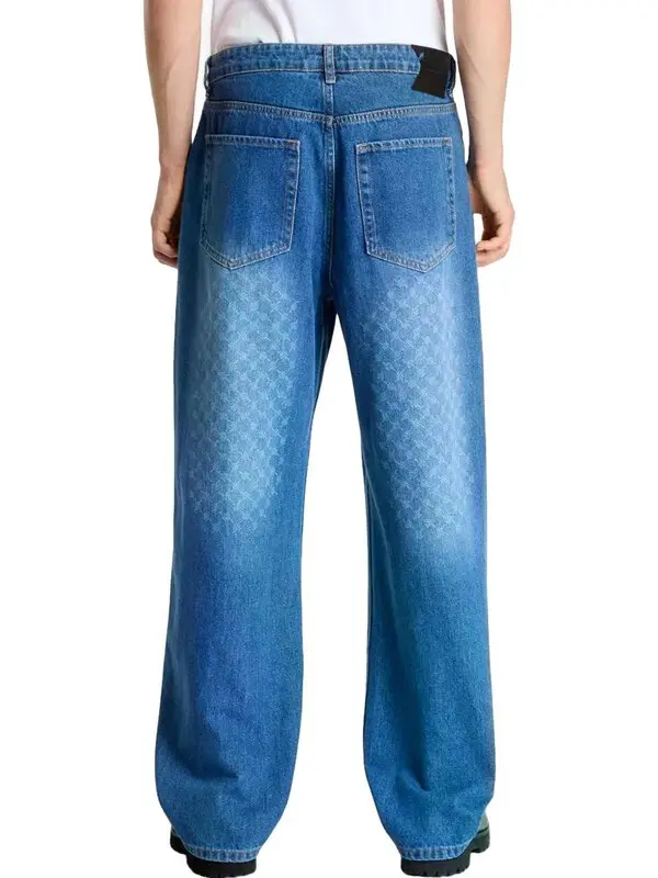 DAILY PAPER Amba Monogram-pattern Straight-leg Jeans - Blue