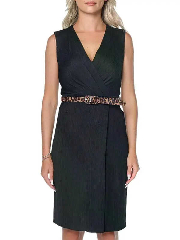 Dkny Belted Wrap Mini Dress - Black