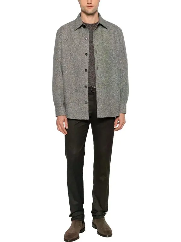 Zegna Herringbone-pattern Shirt Jacket - Grey